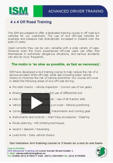 ADVANCED DRIVER TRAINING presentation | free to view