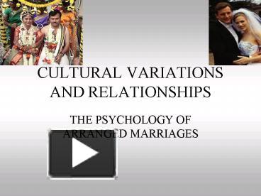PPT – CULTURAL VARIATIONS AND RELATIONSHIPS PowerPoint presentation ...
