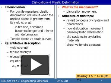 PPT – Dislocations PowerPoint presentation | free to view - id: 1c3306 ...