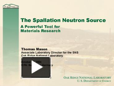 The Spallation Neutron Source presentation | free to view