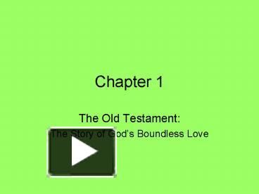 The Old Testament: presentation | free to view