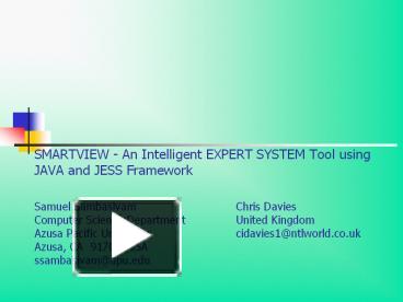 SMARTVIEW - An Intelligent EXPERT SYSTEM Tool using JAVA and JESS ...