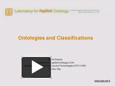PPT – Ontologies and Classifications PowerPoint presentation | free to ...