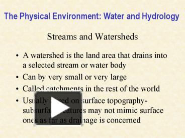 PPT – Streams and Watersheds PowerPoint presentation | free to view ...