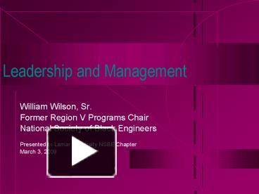 PPT – Leadership and Management PowerPoint presentation | free to view ...