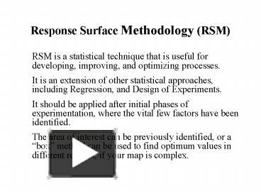 Response Surface Methodology RSM presentation | free to view