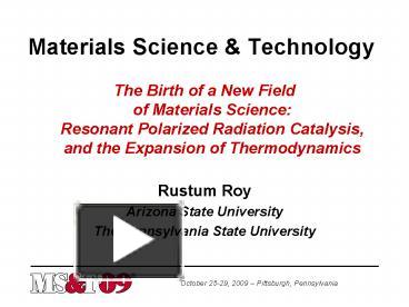 PPT – Materials Science PowerPoint presentation | free to view - id ...