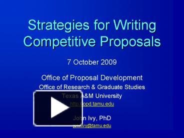 PPT – Strategies for Writing Competitive Proposals PowerPoint ...