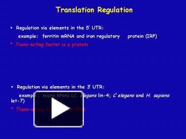 Translation Regulation presentation | free to view