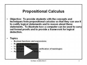 PPT – Propositional Calculus PowerPoint presentation | free to download ...