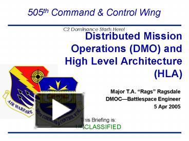 Distributed Mission Operations DMO and High Level Architecture HLA ...