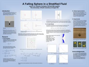 A Falling Sphere in a Stratified Fluid presentation | free to view