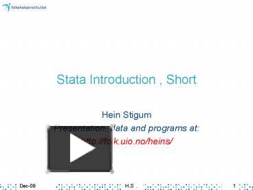 Stata Introduction , Short presentation | free to view