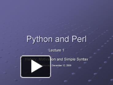 PPT – Python and Perl PowerPoint presentation | free to view - id ...
