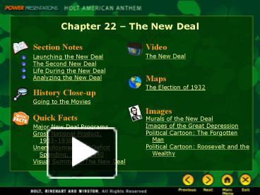 PPT – Chapter 22 The New Deal PowerPoint presentation | free to view ...
