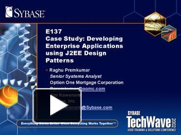 PPT – Case Study: Developing Enterprise Applications using J2EE Design ...
