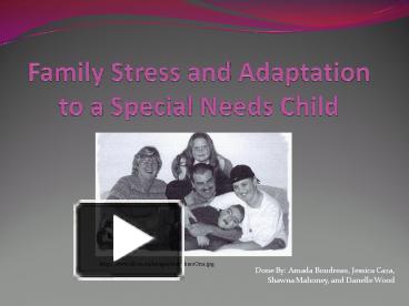 Family Stress and Adaptation to a Special Needs Child presentation ...