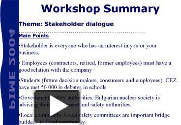 PPT – Workshop Summary PowerPoint presentation | free to download - id ...