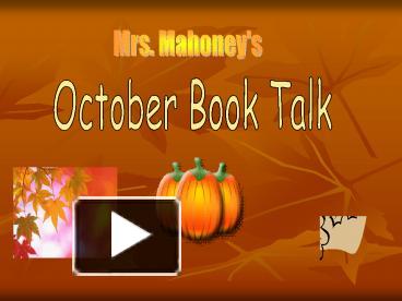 October Book Talk presentation | free to view