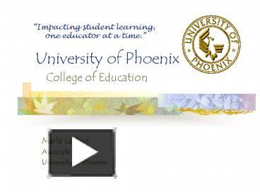 University of Phoenix presentation | free to view