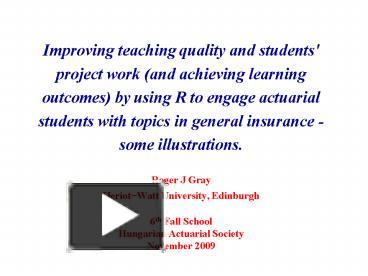 Improving teaching quality and students' project work and achieving ...