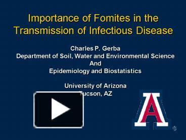 PPT – Importance of Fomites in the Transmission of Infectious Disease ...