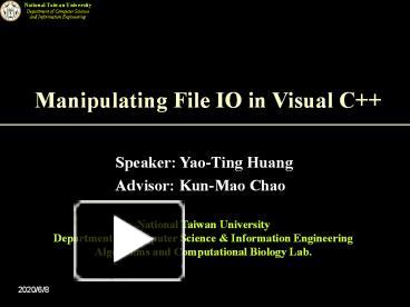 PPT – Manipulating File IO in Visual C PowerPoint presentation | free ...