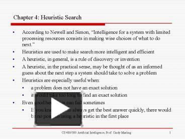 Chapter 4: Heuristic Search presentation | free to view