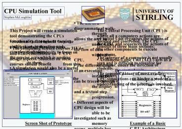 CPU Simulation Tool presentation | free to view