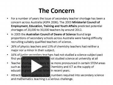 PPT – The Concern PowerPoint presentation | free to view - id: 1cc031-ZDBjZ