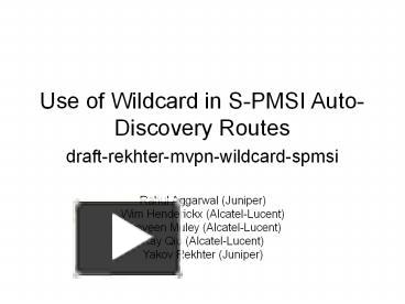 Use of Wildcard in SPMSI AutoDiscovery Routes ...