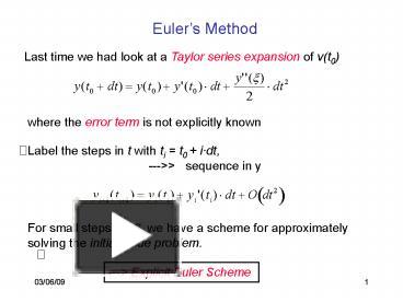 PPT – Eulers Method PowerPoint presentation | free to view - id: 1cd5c4 ...