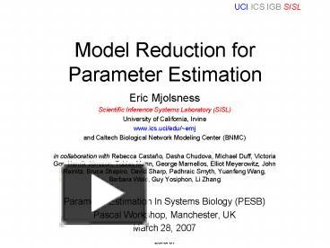 PPT – Model Reduction for Parameter Estimation PowerPoint presentation ...