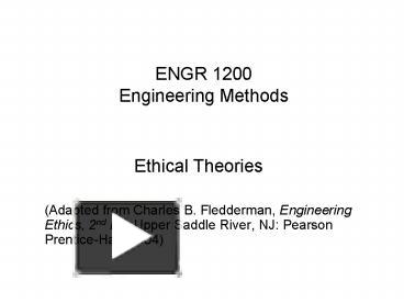 PPT – ENGR 1200 Engineering Methods PowerPoint presentation | free to ...