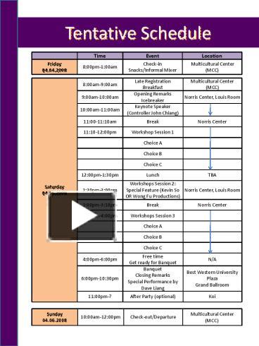 Tentative Schedule presentation | free to view