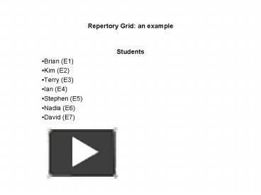 Repertory Grid: an example presentation | free to view