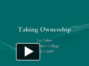 Taking Ownership presentation | free to view