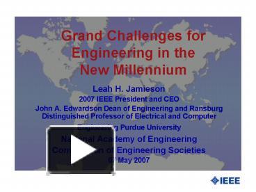 Grand Challenges for Engineering in the New Millennium presentation ...