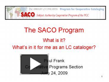 PPT – The SACO Program PowerPoint presentation | free to view - id ...