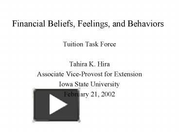 PPT – Financial Beliefs, Feelings, and Behaviors PowerPoint ...