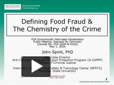 Defining Food Fraud presentation | free to view