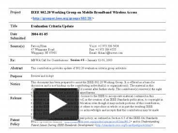 Evaluation Methodology for 802'20 MBWA presentation | free to download