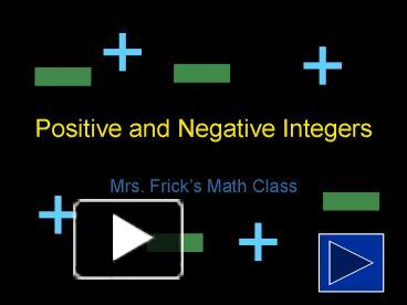 Positive and Negative Integers presentation | free to view