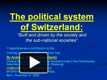 The political system of Switzerland: presentation | free to download