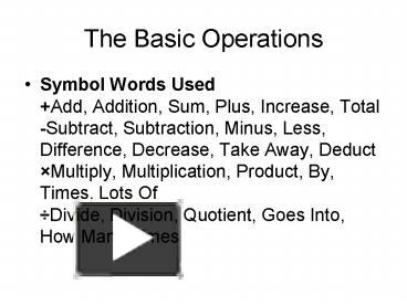 The Basic Operations presentation | free to view