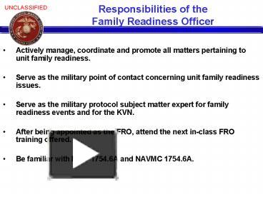 Responsibilities of the Family Readiness Officer presentation | free to ...