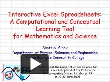 PPT – Interactive Excel Spreadsheets: A Computational and Conceptual ...