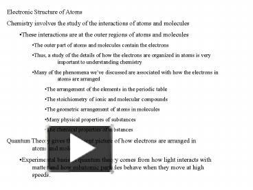 PPT – Electronic Structure of Atoms PowerPoint presentation | free to ...