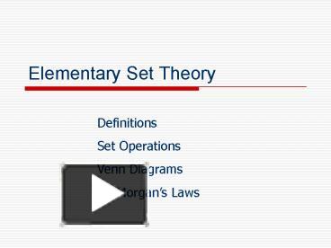Elementary Set Theory presentation | free to view