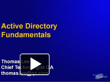 Active Directory Fundamentals presentation | free to view